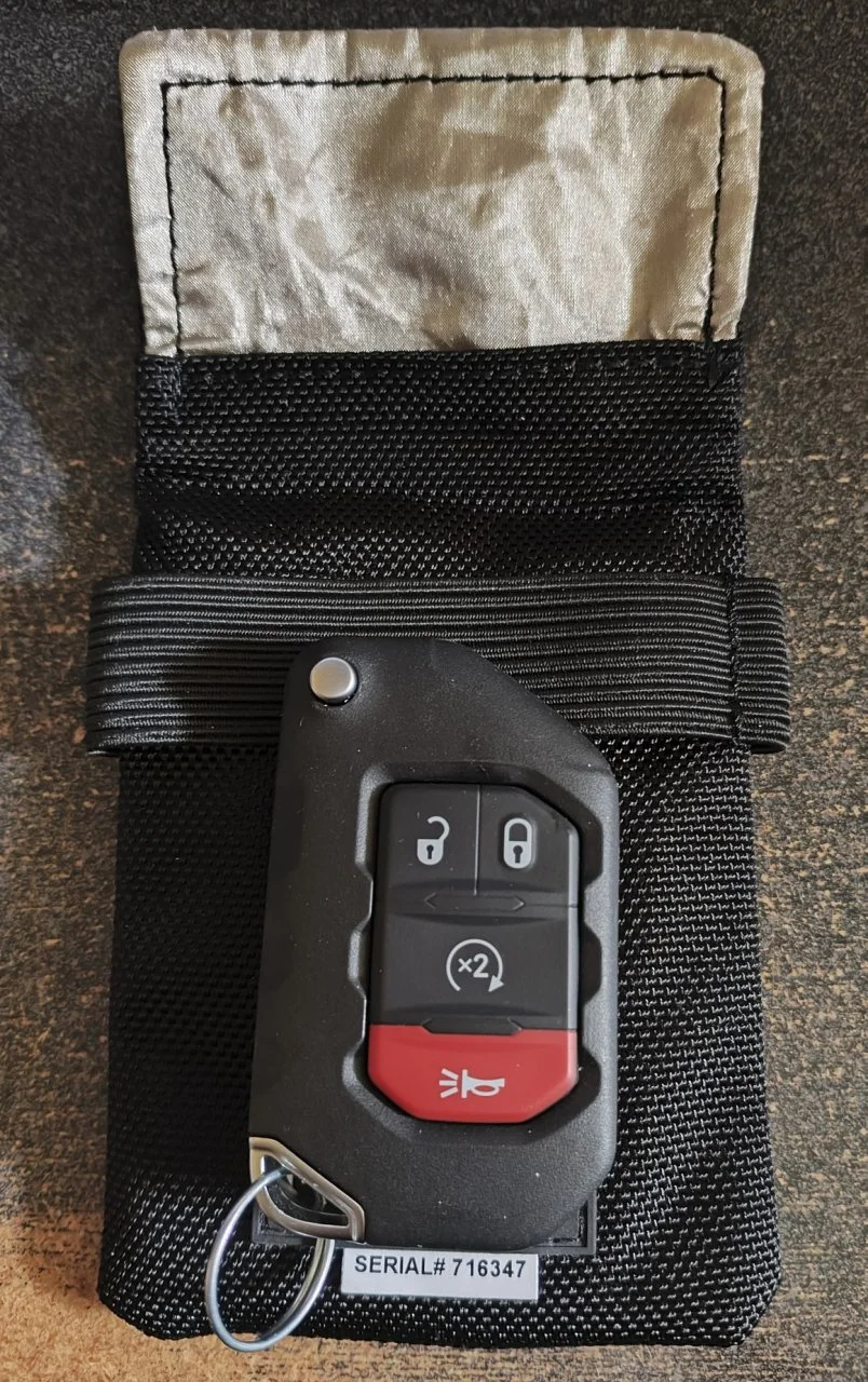 Key fob and Faraday pouch.jpg | Jeep 392 Forum