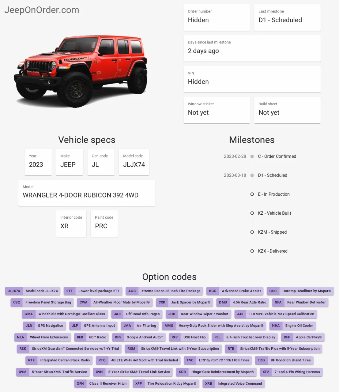 Order Status 18 March 2023.png | Jeep 392 Forum